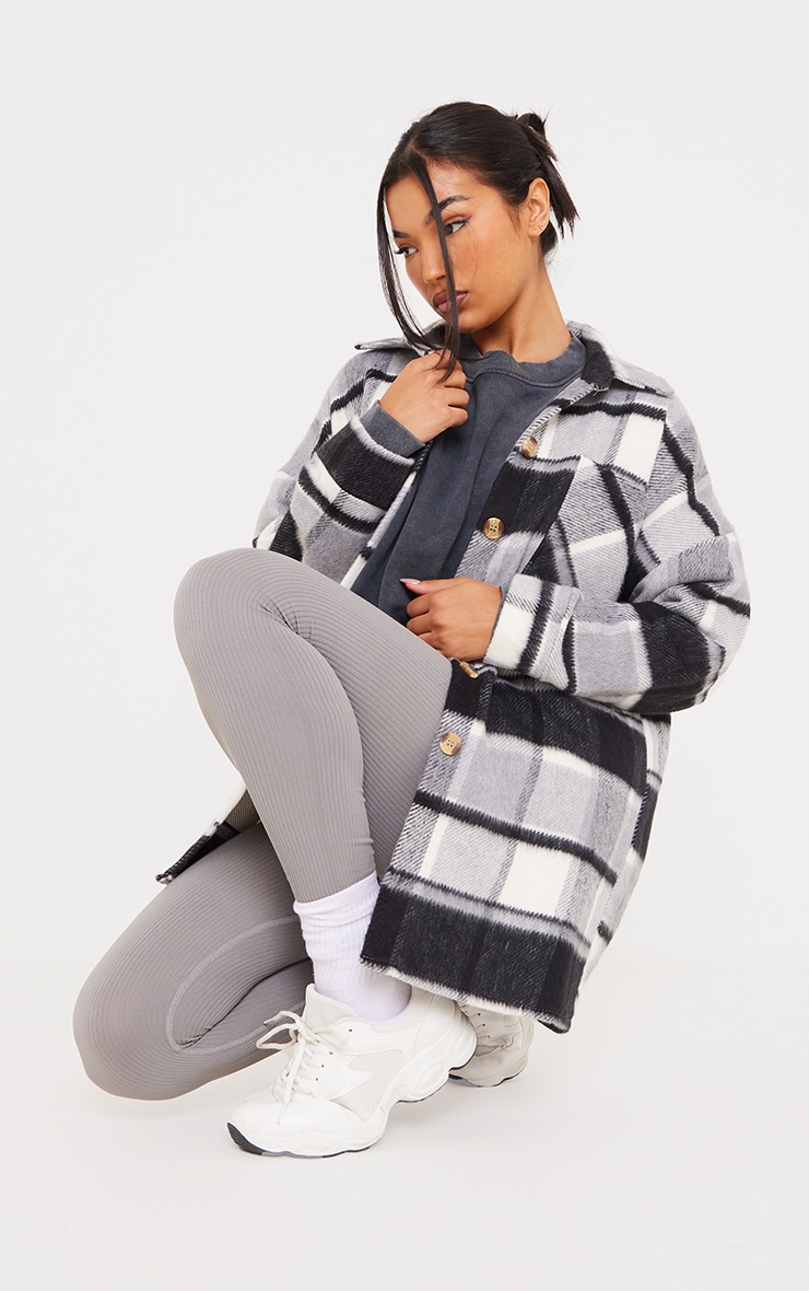 Black Brushed Oversized Longline Shacket | PrettyLittleThing USA