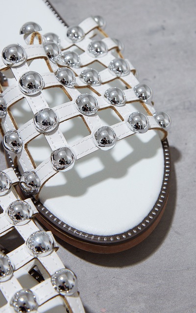 Alisa White Large Studded Sliders | Footwear | PLT