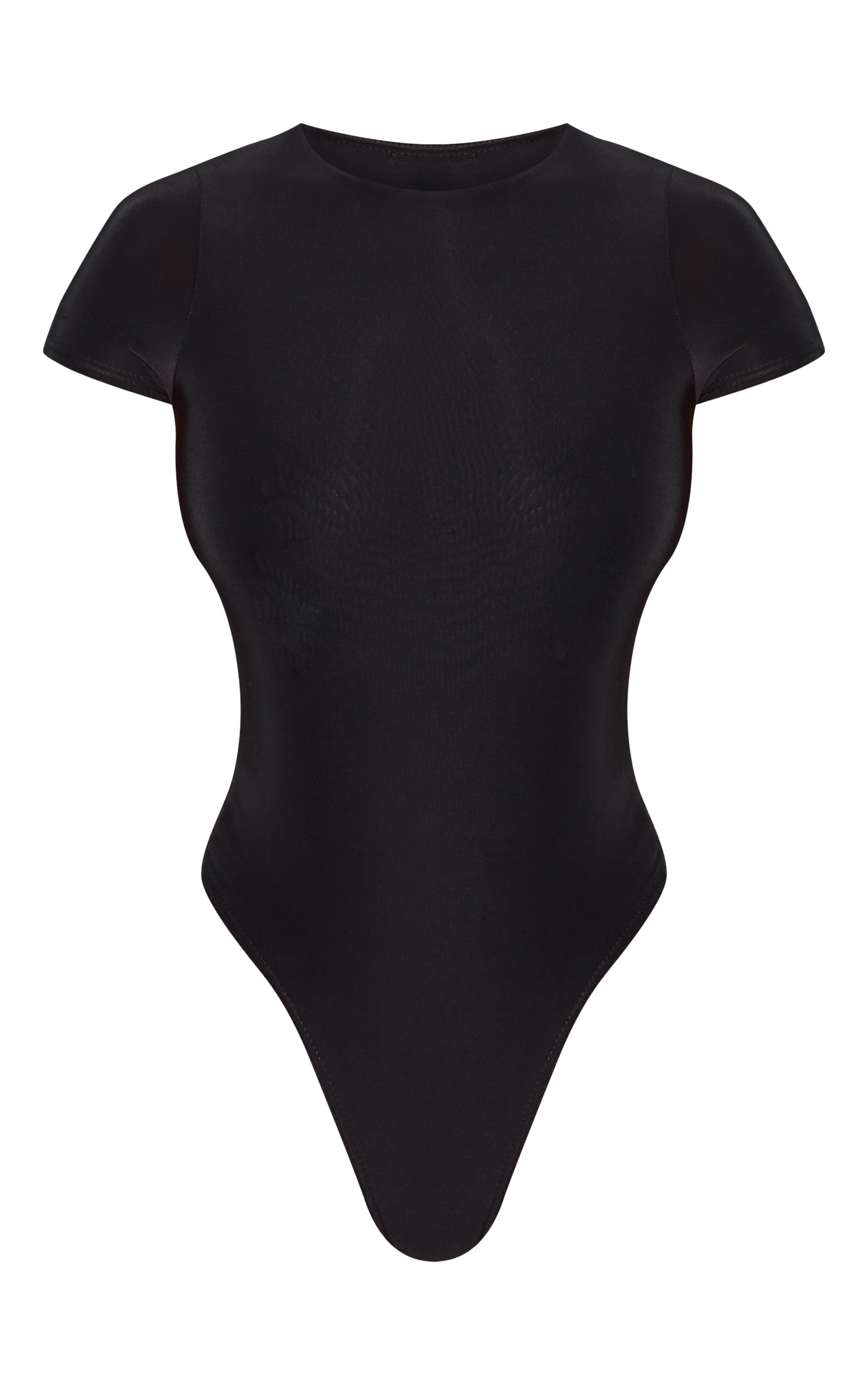 Black Basic Slinky Short Sleeve Bodysuit | Tops | PLT USA