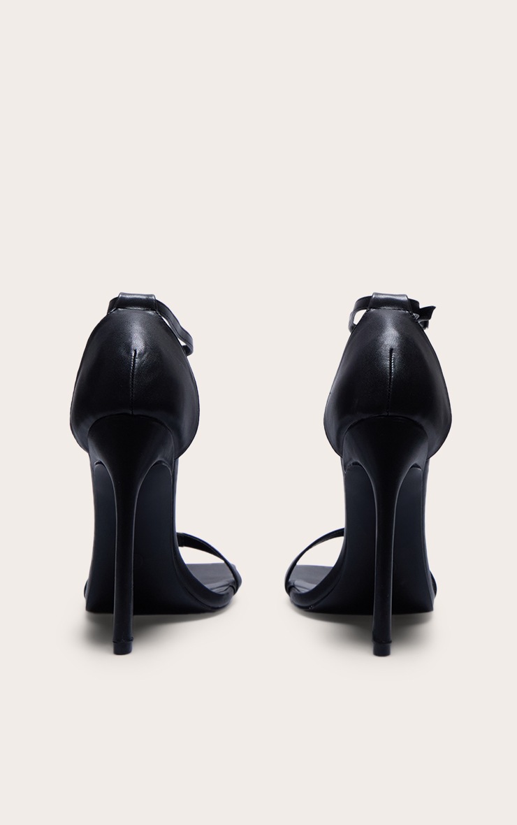 Black WIDE FIT Barely There Strappy Heeled Sandals | Footwear | PLT