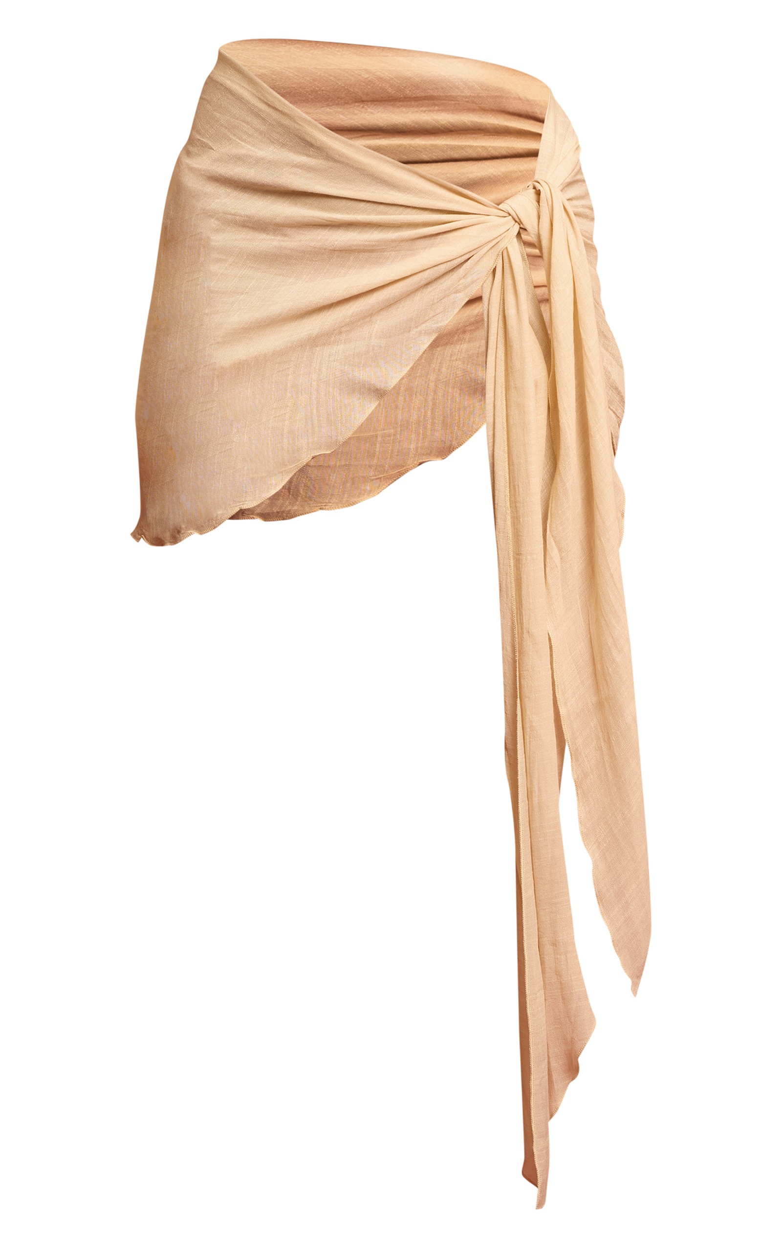 Cream Linen Look Mini Sarong | Swimwear | PrettyLittleThing USA