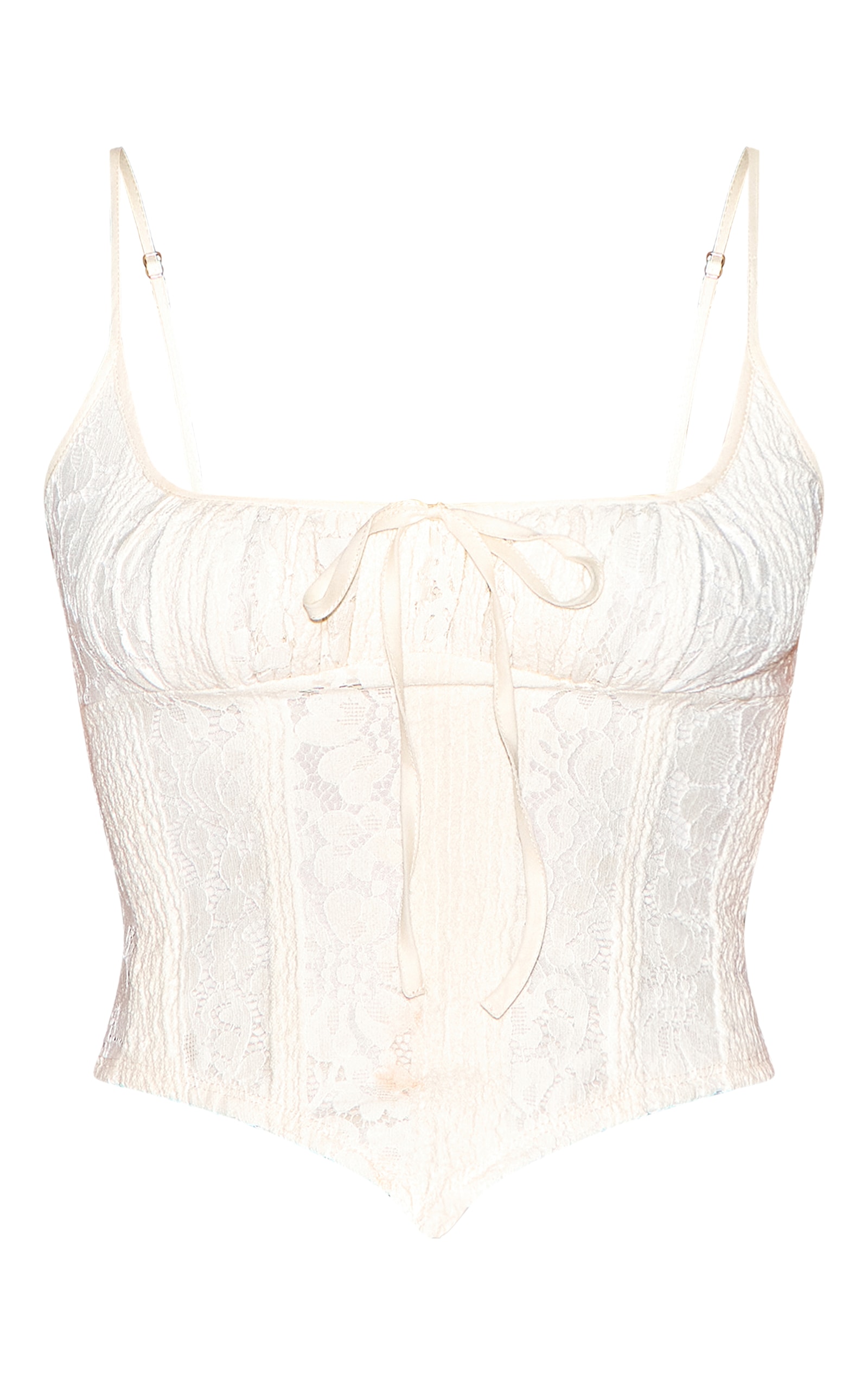 Cream Lace Pointed Hem Cami Top | Tops | PrettyLittleThing USA