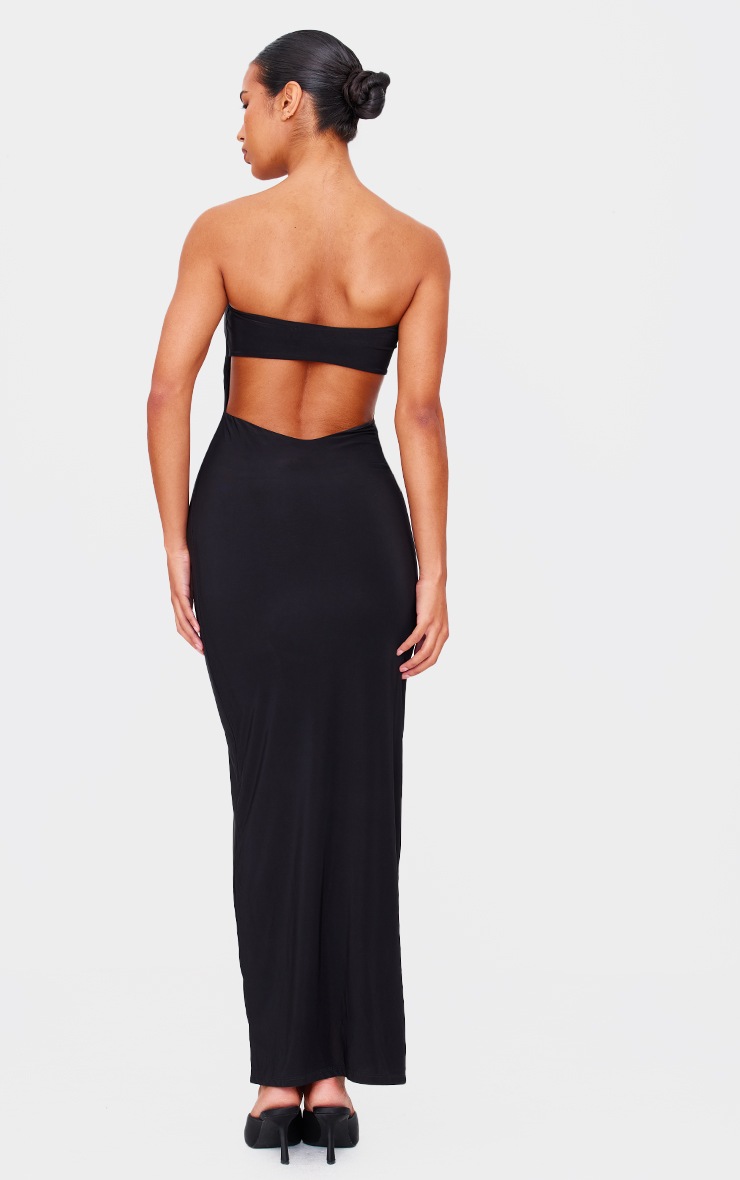 Black Double Layer Bandeau Low Back Maxi Dress | Dresses ...