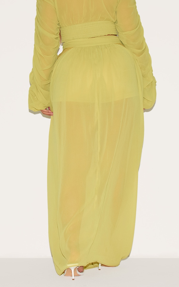 Shape Lime Chiffon Highwaisted Drape Maxi Skirt | Shape | PLT USA
