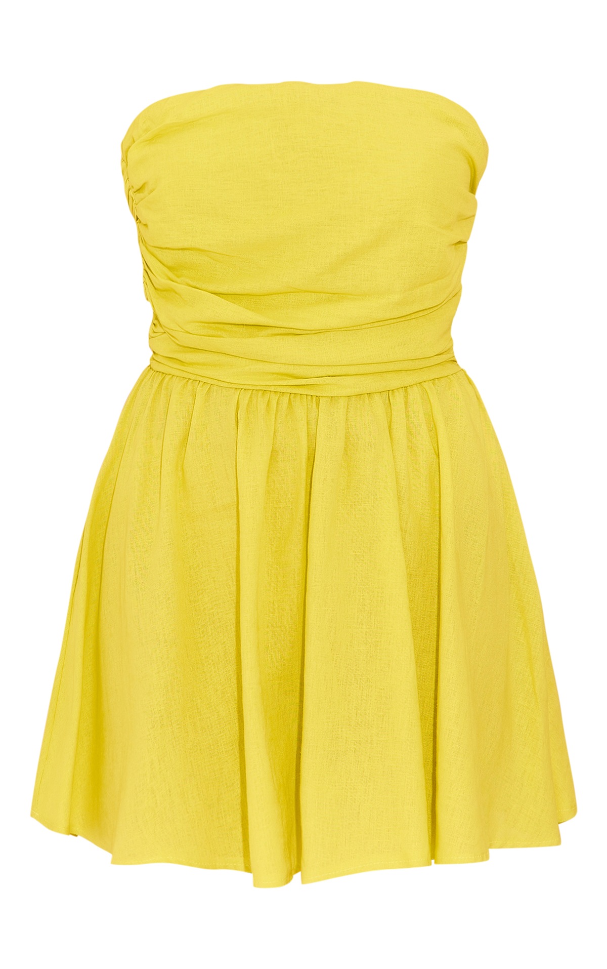 Chartreuse Linen Look Pleated Shift Dress | Dresses | PLT USA