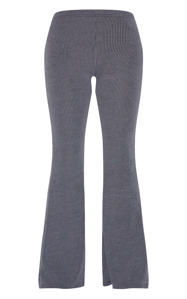 Charcoal Two Tone Rib High Waist Flares | Co-ords | PrettyLittleThing AUS