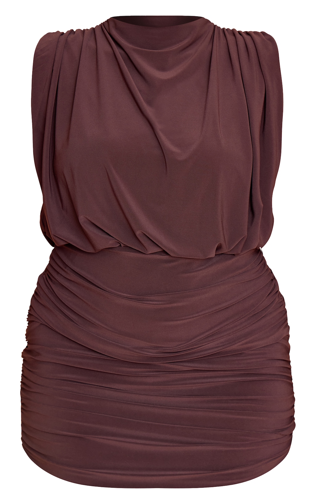 Plus Chocolate Double Layered Shoulder Padded Dress | Plus Size ...