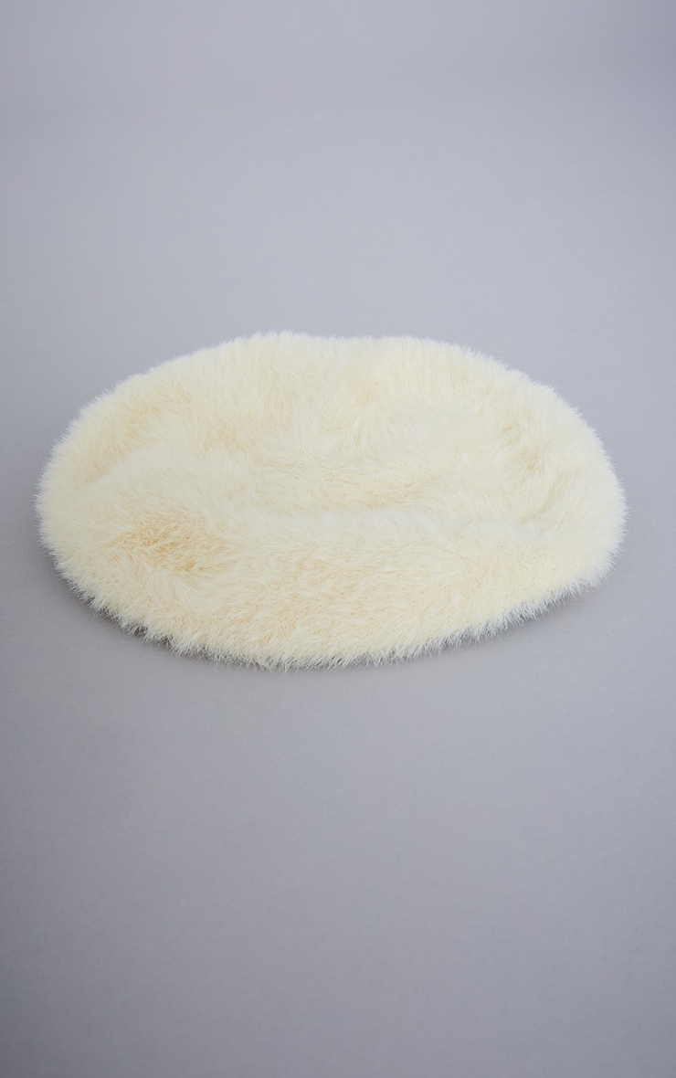 Cream Fluffy Beret | Accessories | PrettyLittleThing