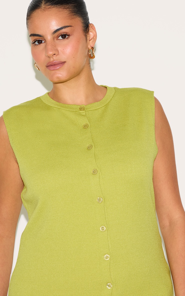 Plus Lime Sleeveless Button Through Sleeveless Top | Plus Size | PLT