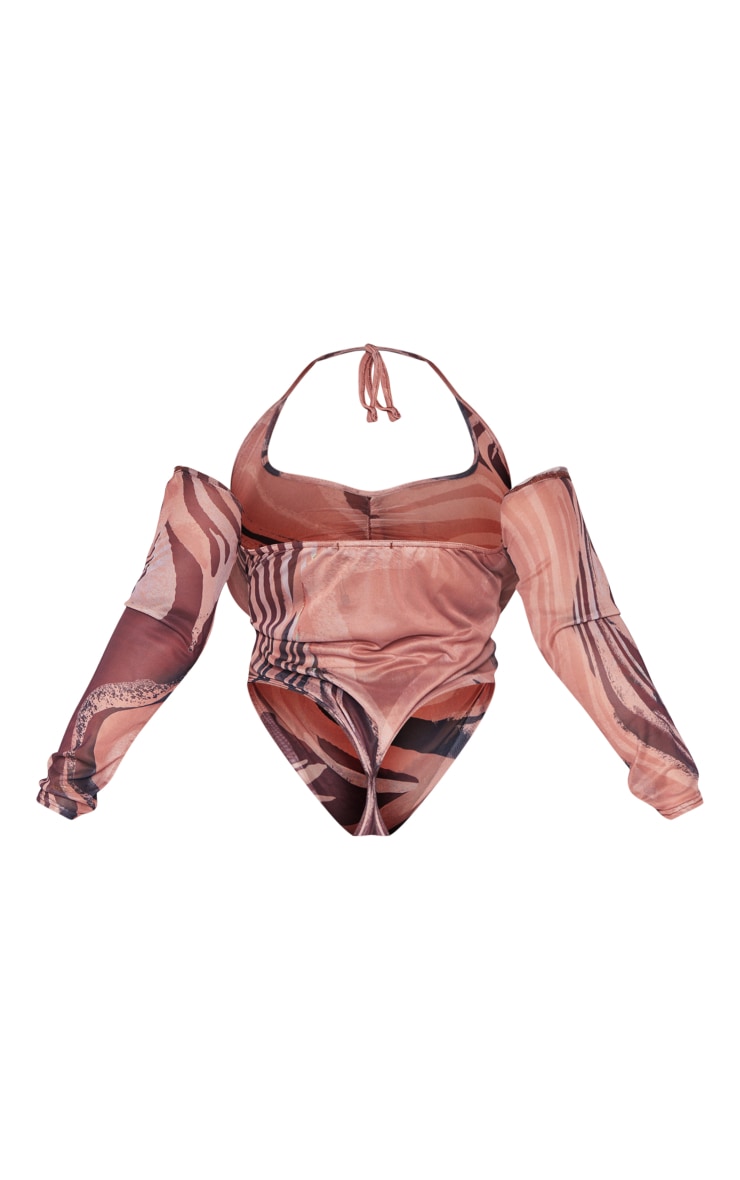 Plus Multi Halterneck Longsleeve Mesh Bodysuit | Plus Size | PLT