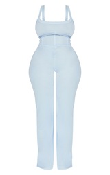 Plus Baby Blue Crepe Seam Detail Jumpsuit | PrettyLittleThing USA