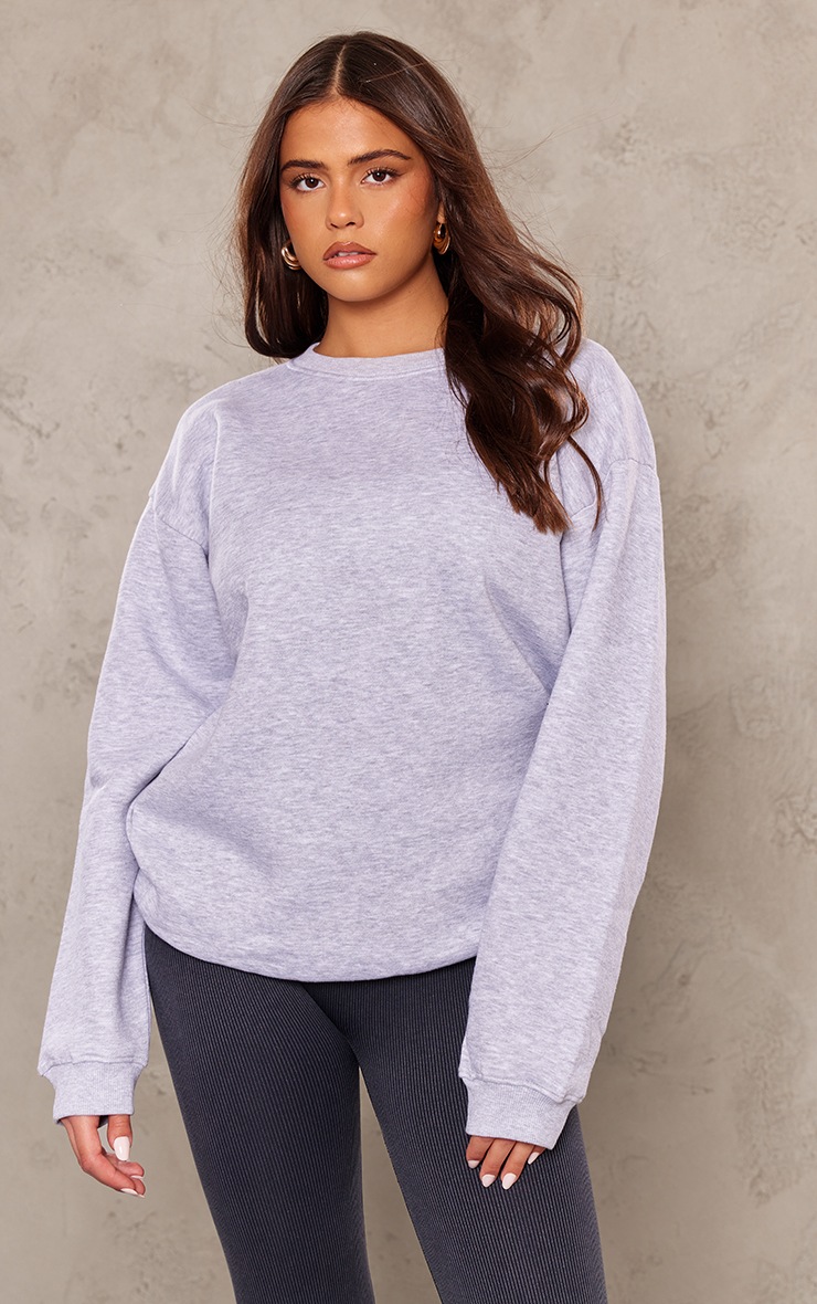 Ash Grey Oversized Cropped Crewneck Sweatshirt | PrettyLittleThing USA