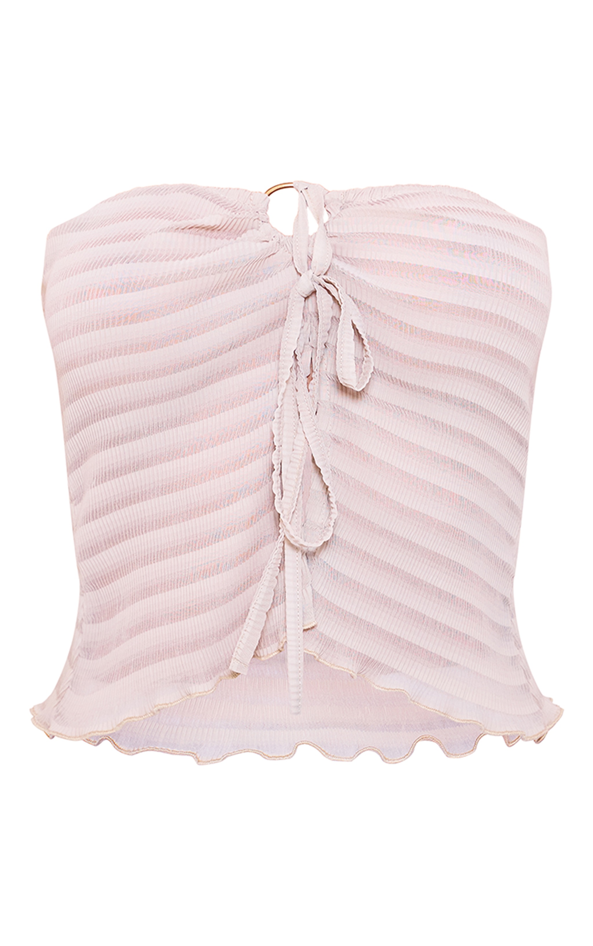 Stone Pleated Mesh Ring Detail Top | Tops | PrettyLittleThing