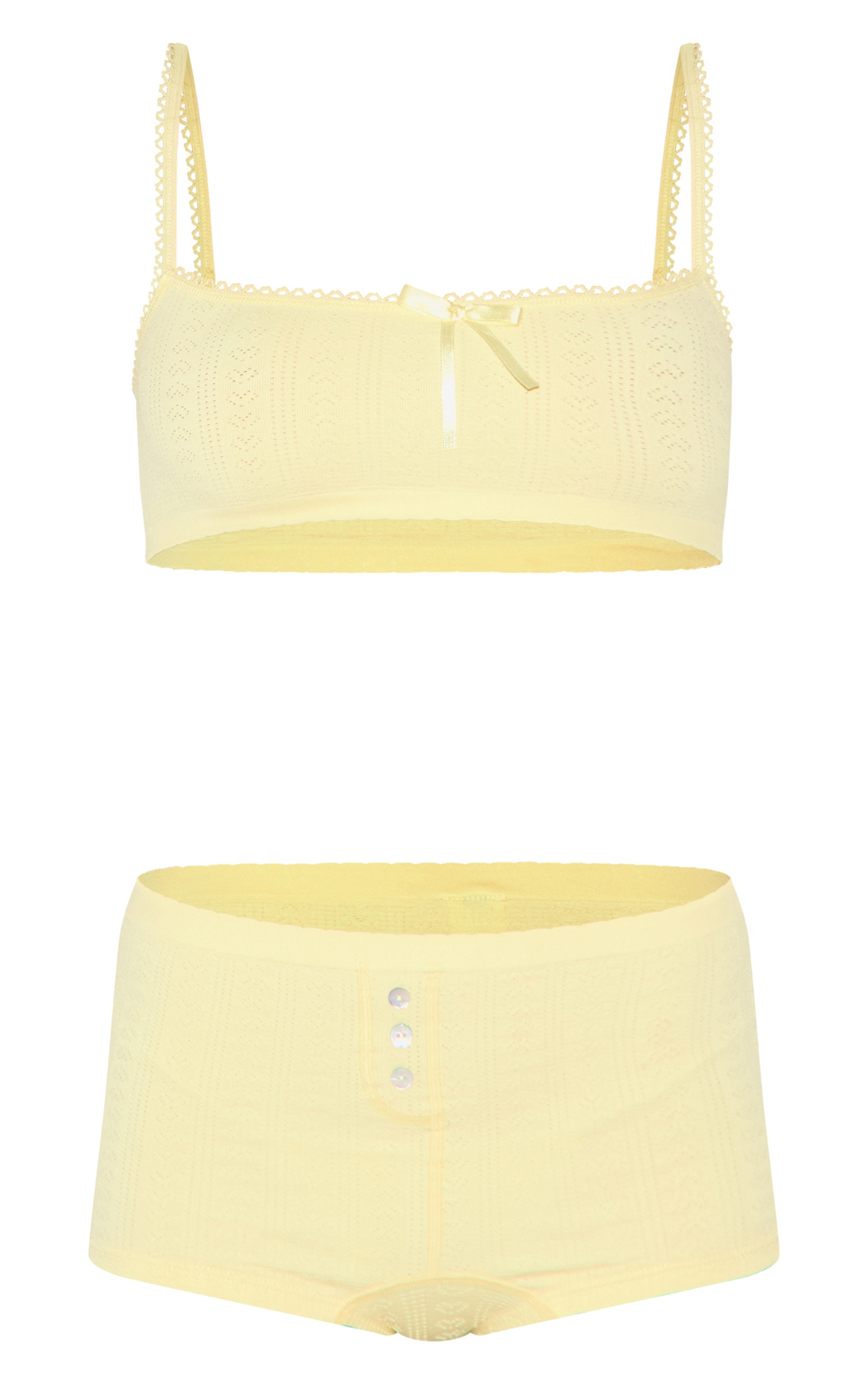 Lemon Textured Bralette And Boxer Lingerie Set | Lingerie & Nightwear | PLT