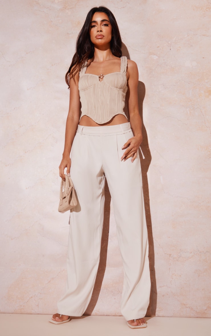 Stone Textured Plisse Ring Detail Top | PrettyLittleThing USA