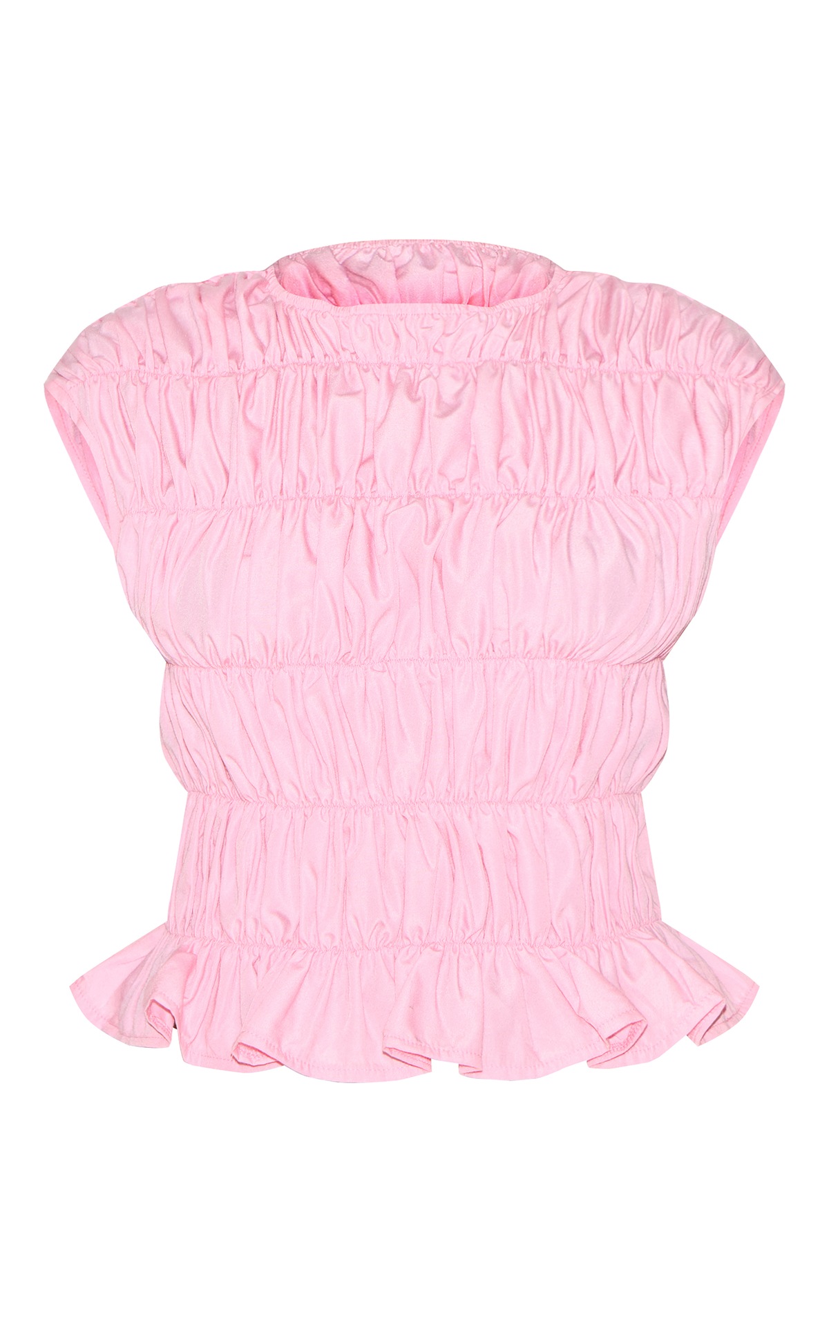 Pink Shirred Boatneck Fitted Top | Tops | PLT