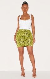 Shape Lime Disc Sequin Mini Skirt | Shape | PrettyLittleThing USA