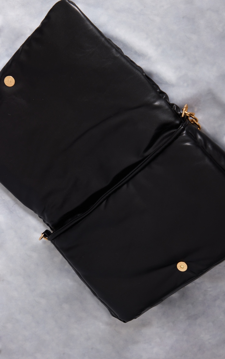 Black Padded Soft Pu Chain Shoulder Bag | PrettyLittleThing