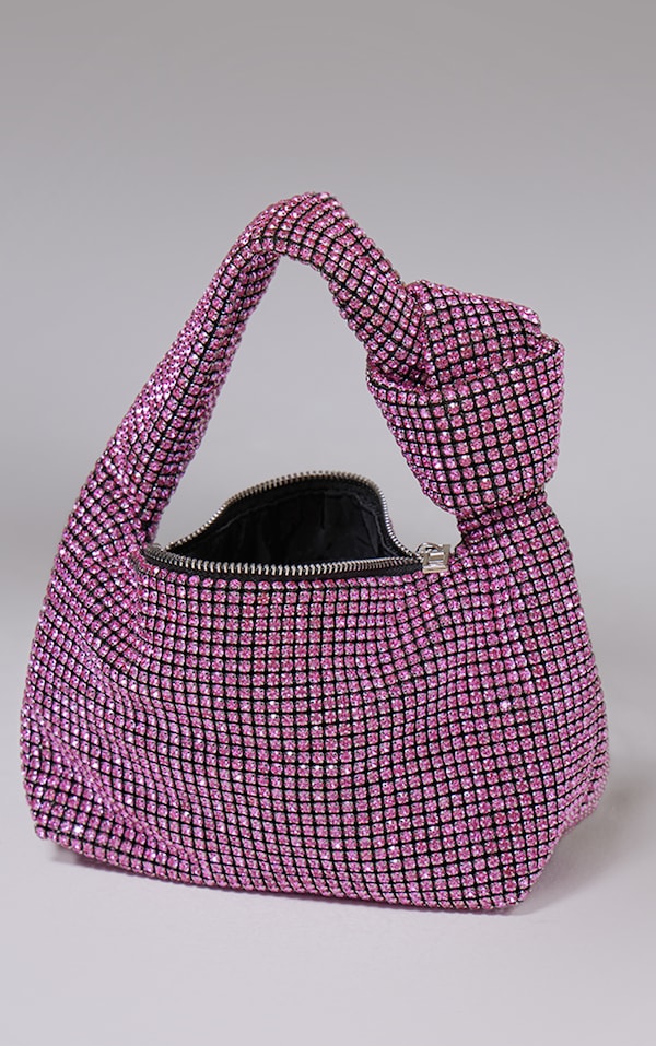 Pink Diamante Knot Handle Grab Bag | Accessories | PLT