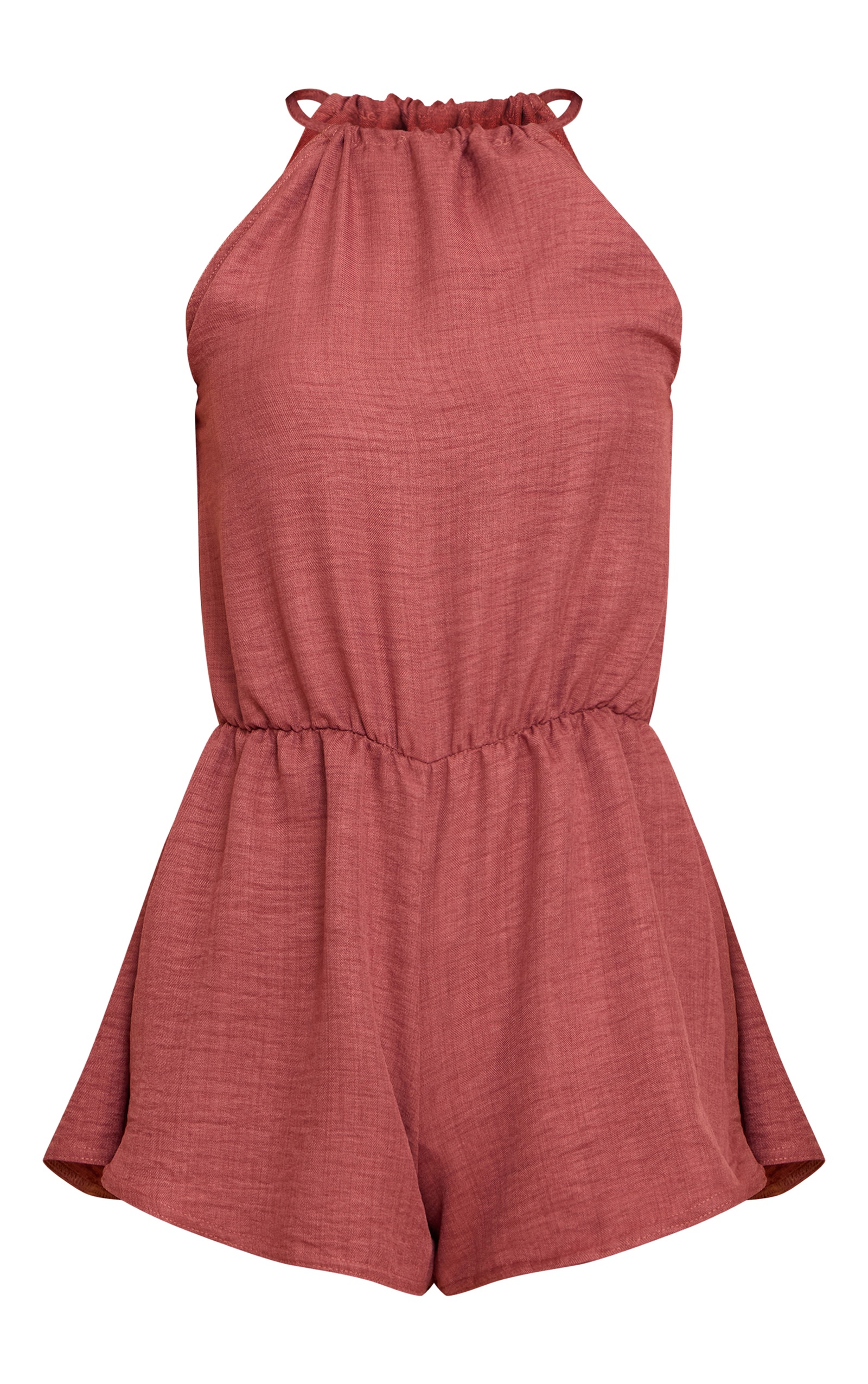 Rust Textured High Neck Floaty Playsuit | Dresses | PLT