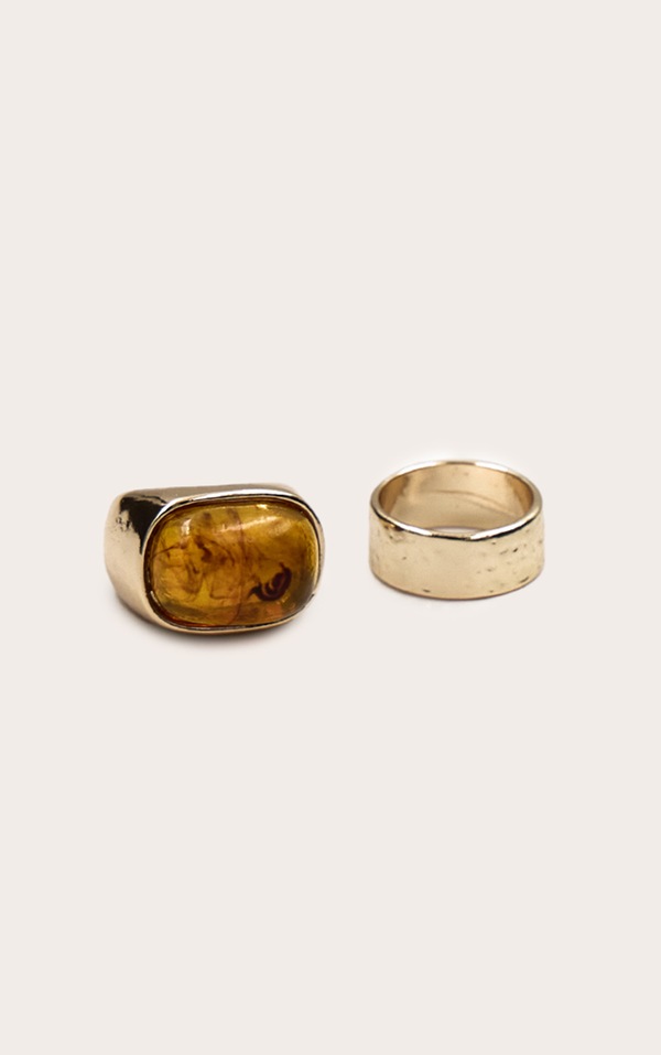 Gold Detail Resin Multi-pack Rings | Accessories | PrettyLittleThing USA