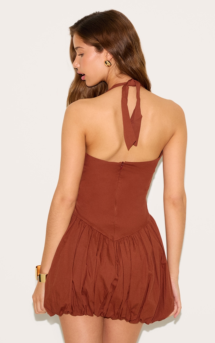 Chestnut Halterneck Puffball Dress | Dresses | PLT