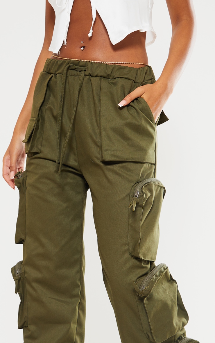 Tall Khaki Pocket Zip Detail Cargos | Tall | PLT