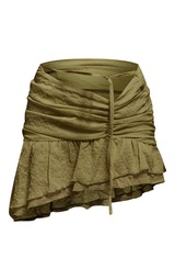 Chartreuse Textured Chiffon Ruffle Hem Mini Skirt | PrettyLittleThing USA