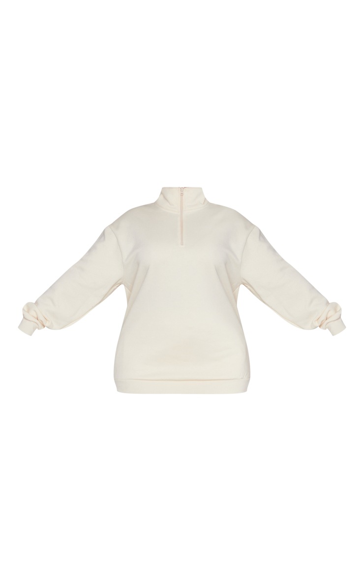 Plus Cream Zip Up Sweater | Plus Size | PrettyLittleThing CA