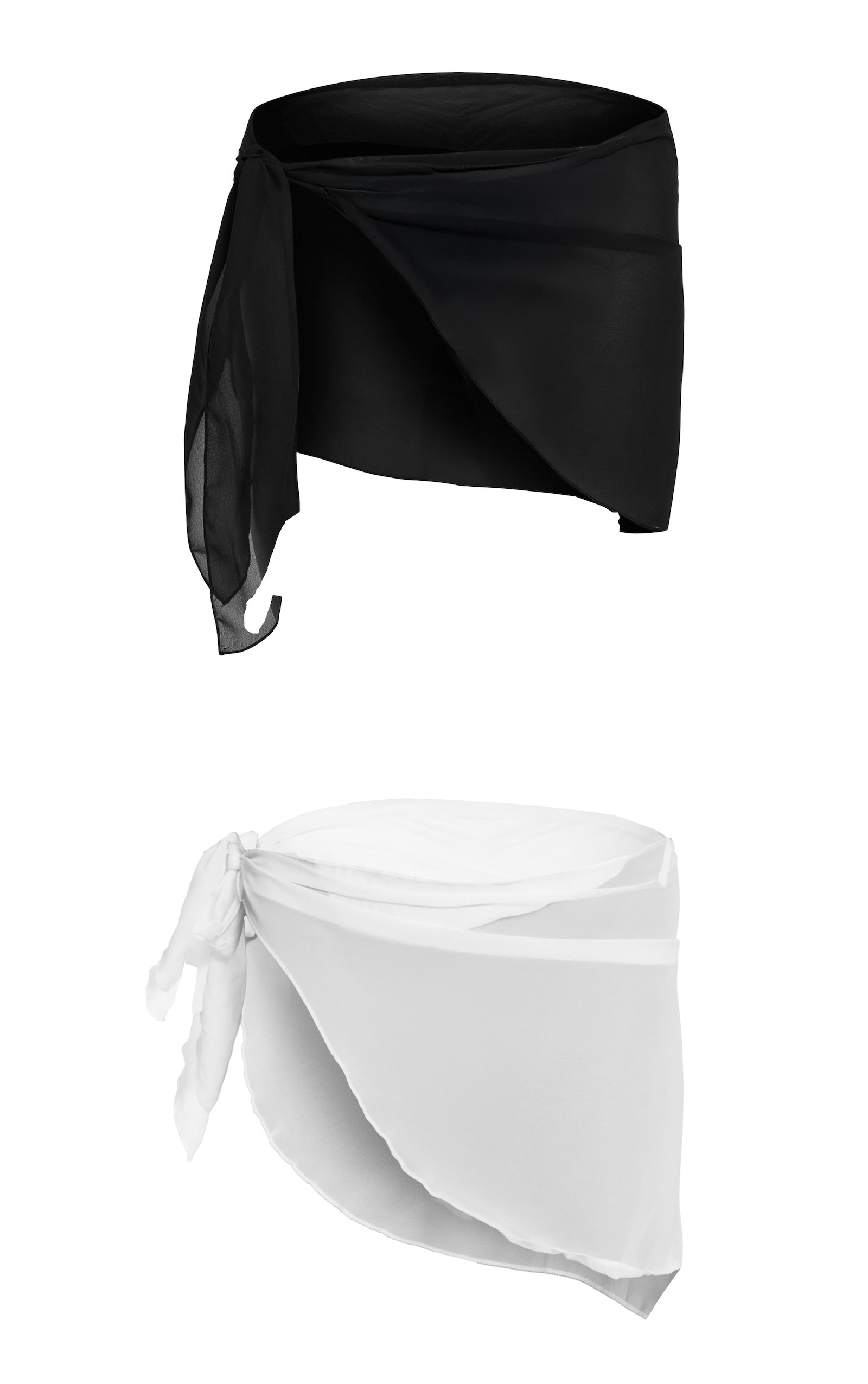 White & Black Two Pack Chiffon Sarongs | Swimwear | PrettyLittleThing USA