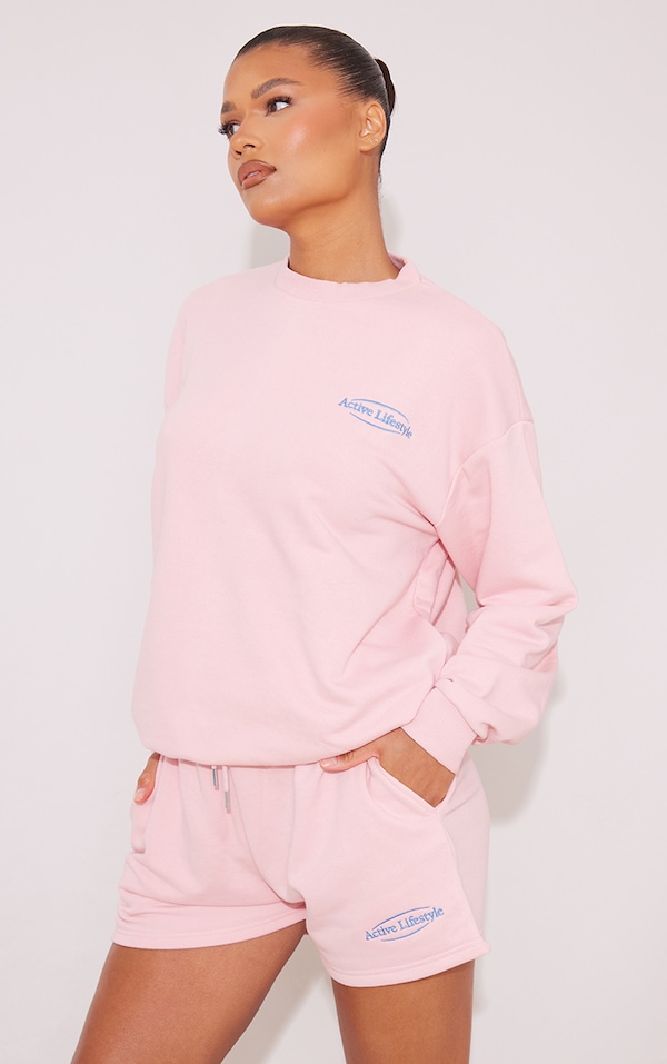 Light Pink Active Lifestyle Embroidered Lightweight Sweat Shorts ...