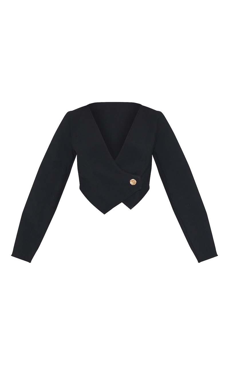 Shape Black Linen Asymmetrical Hammered Blazer | Shape ...