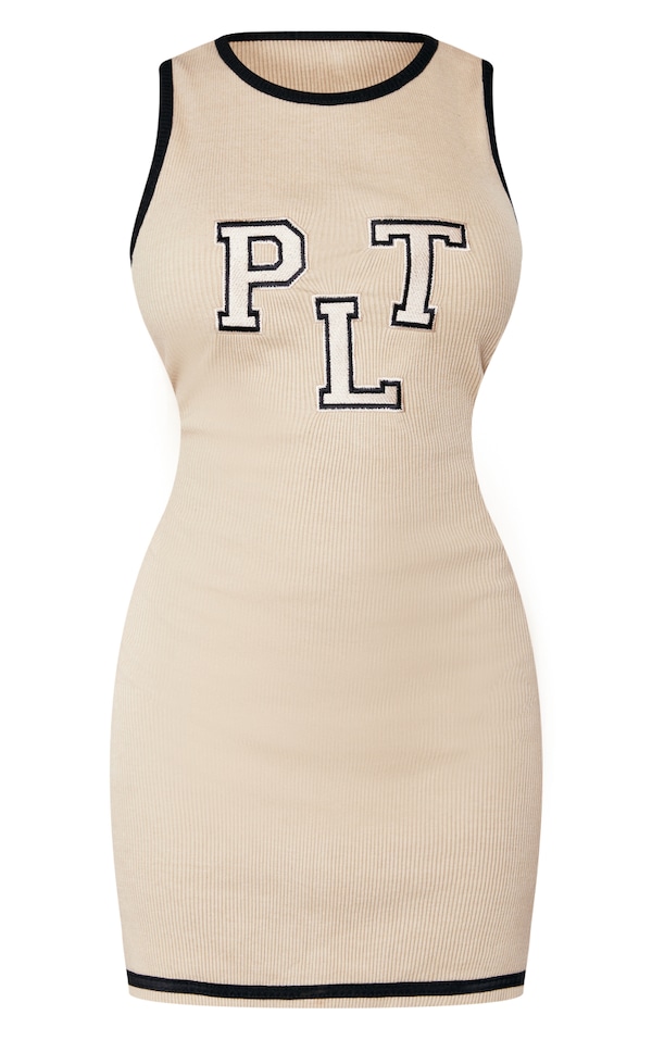 Petite Camel Plt Ribbed Mini Dress | Petite | PLT