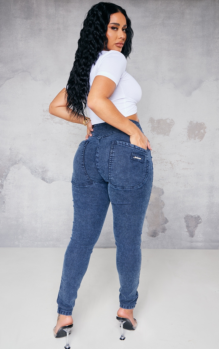 Shape Vintage Wash Branded Trim Bum Contour Skinny Jeans | Shape | PLT