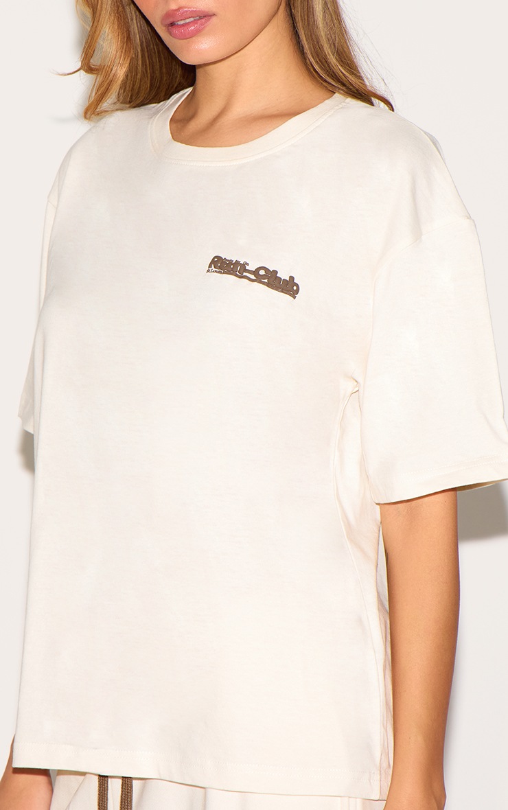 Cream Run Club Puff Print Boxy Oversized T Shirt | Athleisure | PLT