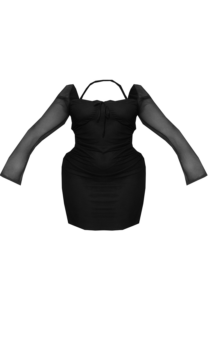 Plus Black Mesh Cut Out Side Bodycon Dress | Plus Size | PLT USA
