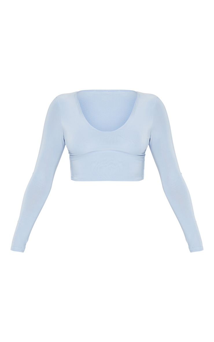 Baby Blue Mix & Match Second Skin Crop Top | Tops | PLT