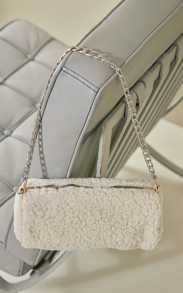 Cream Borg Barrel Shoulder Bag | Accessories | PLT