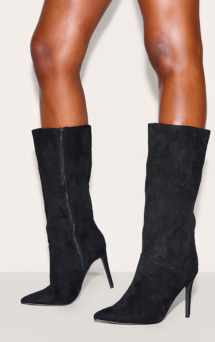 Black Point Toe Stiletto Heeled Calf High Boots | Footwear | PLT