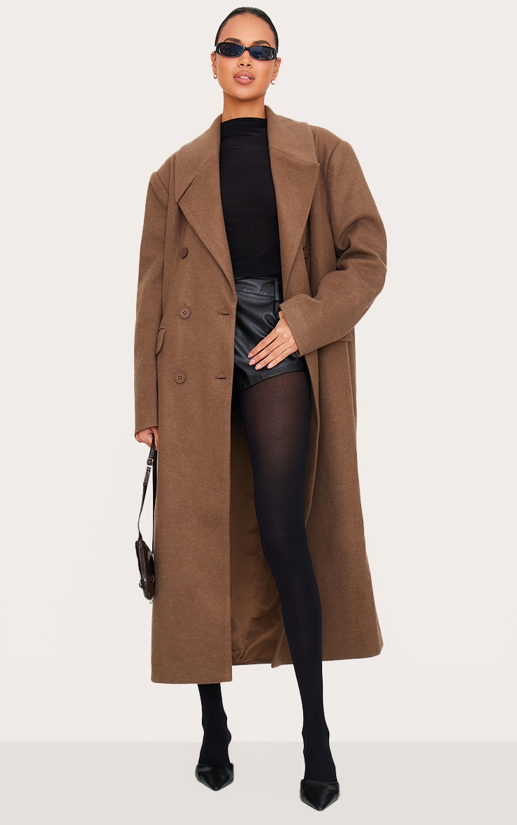 Chocolate Wool Double Breasted Oversized Maxi Coat | Outerwear ...