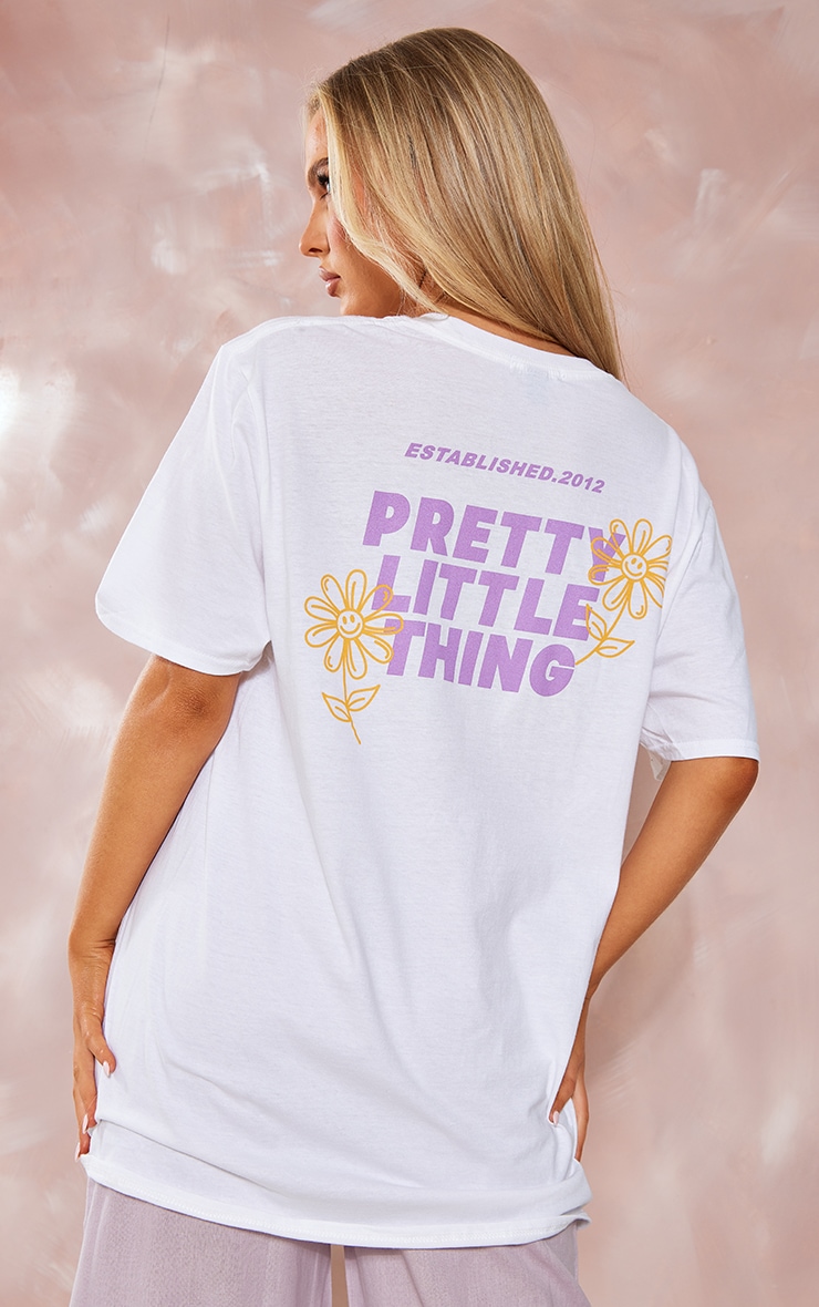 Prettylittlething White Flower Printed T Shirt | PrettyLittleThing USA