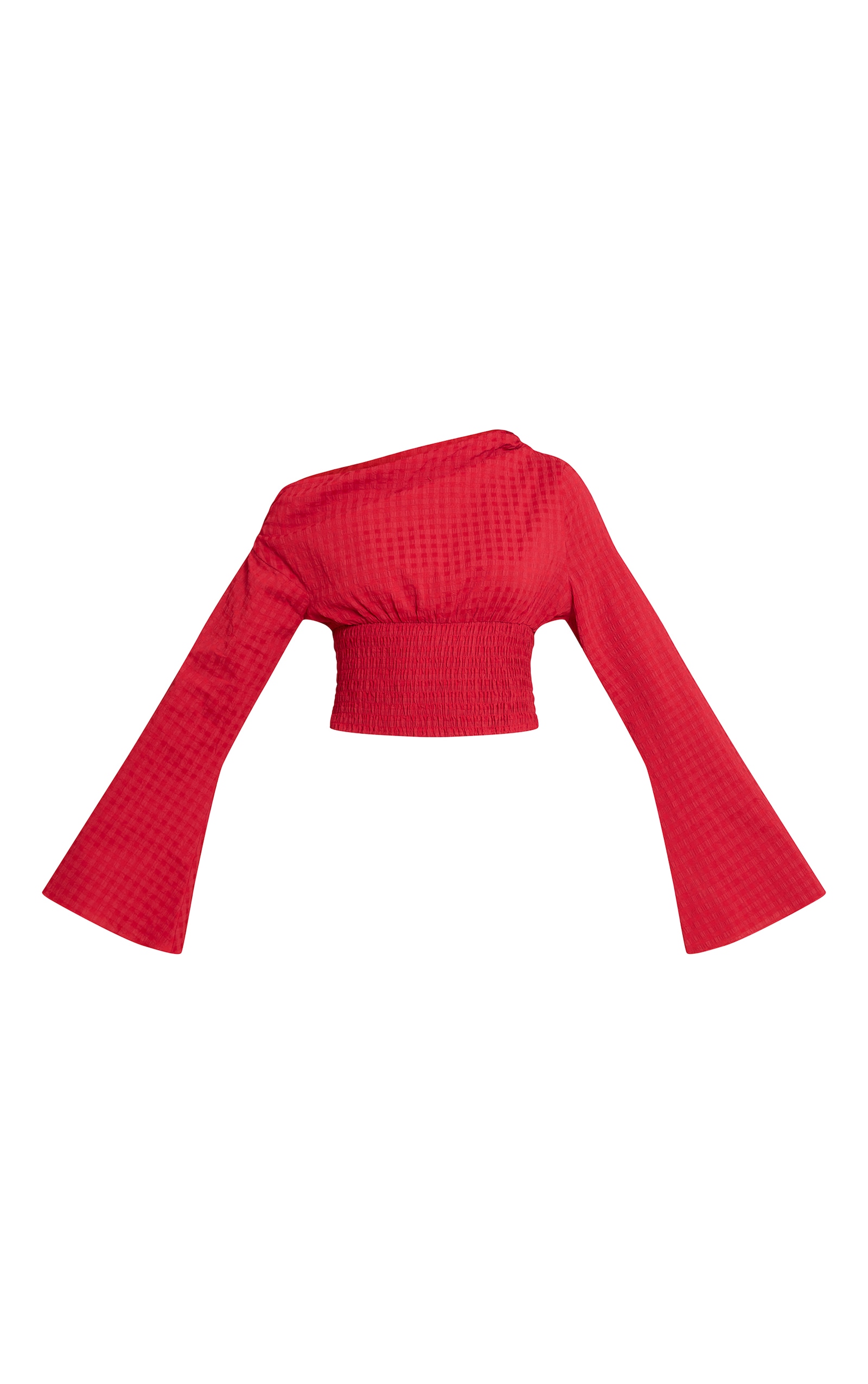 Red Asymmetric Ruched Detail Top | Tops | PLT