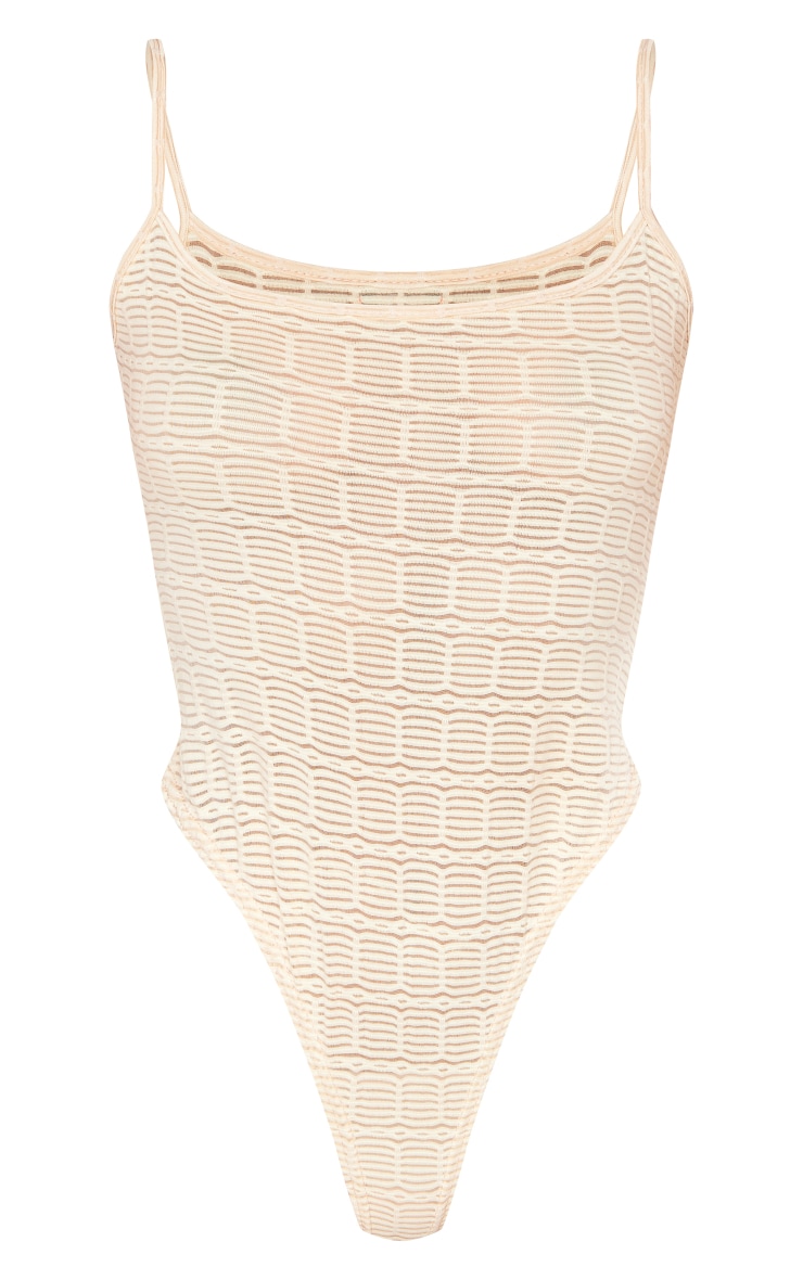 Stone Textured Strappy Open Back Bodysuit | PrettyLittleThing