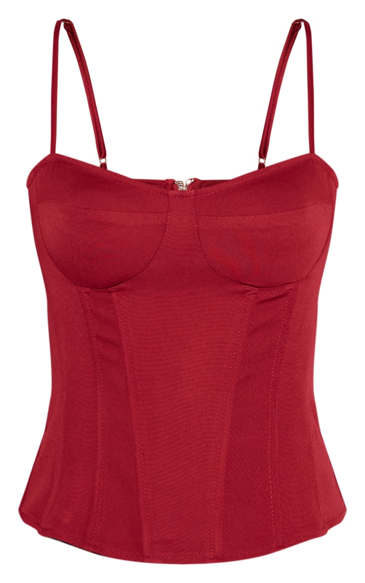 Cherry Red Structured Corset Top | Tops | PrettyLittleThing