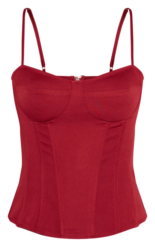 Cherry Red Structured Corset Top | Tops | PrettyLittleThing