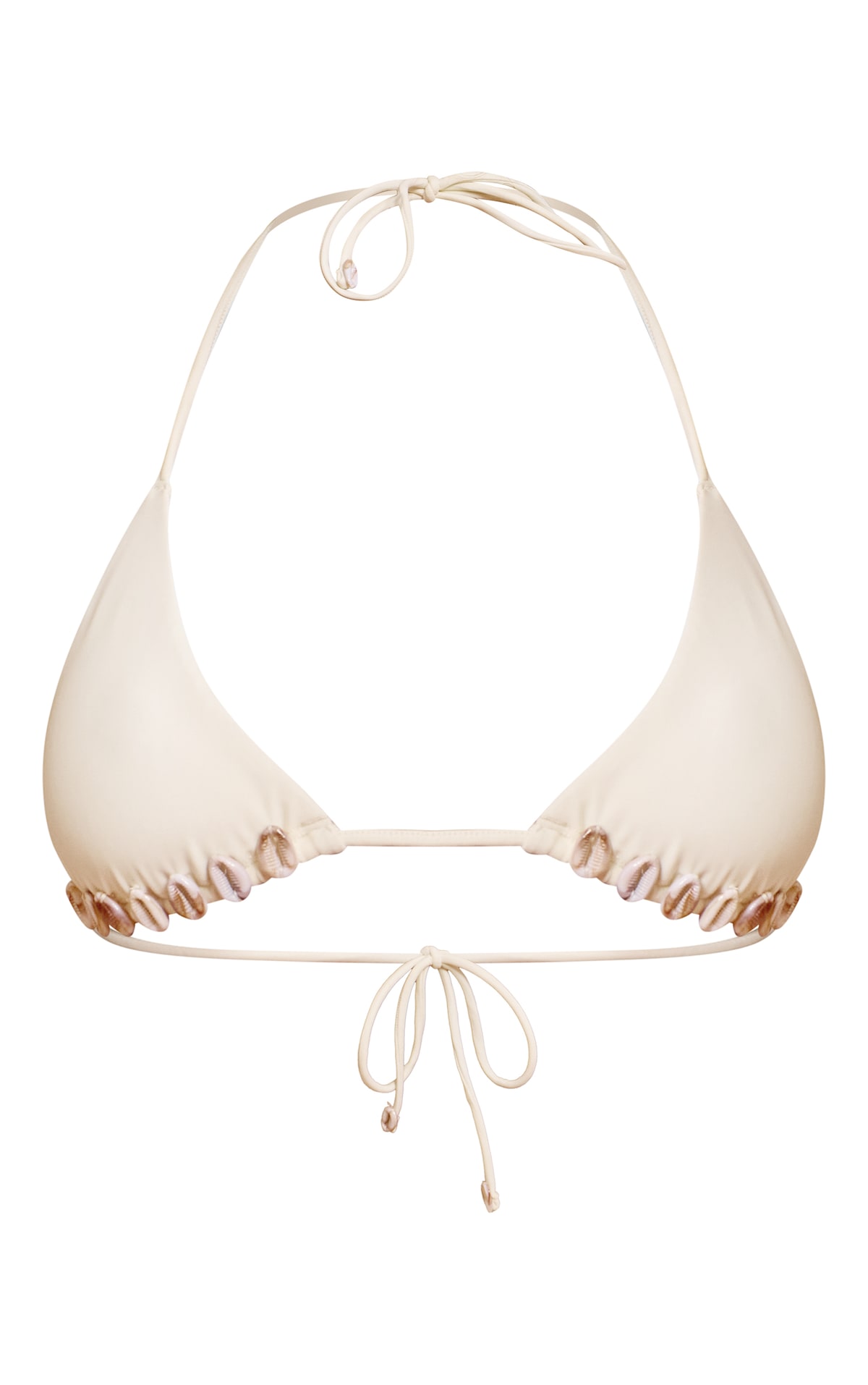 Cream Shell Trim Triangle Bikini Top | Swimwear | PrettyLittleThing AUS