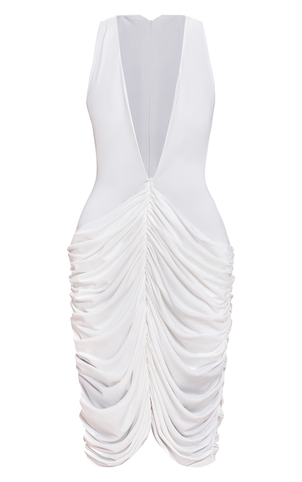 PLT Label White Draped Skirt Plunge Midi Dress | Dresses | PLT