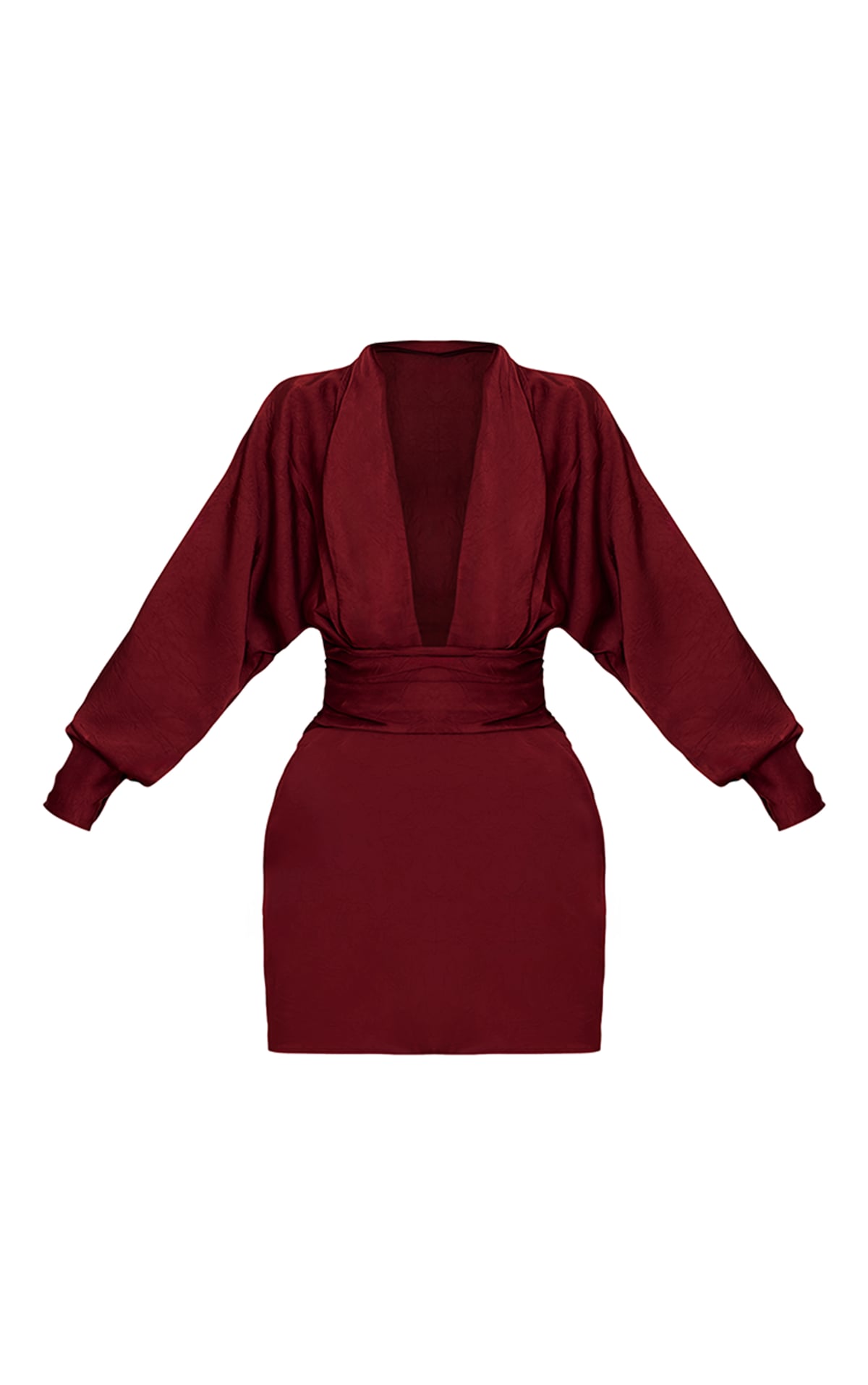 PLT Label Dark Red Hammered Long Sleeve Mini Dress | Dresses ...