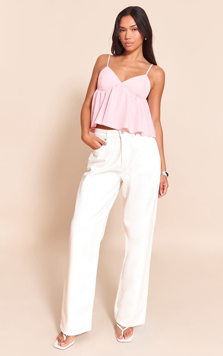 Baby Pink Woven Floaty Cami | Tops | PrettyLittleThing USA