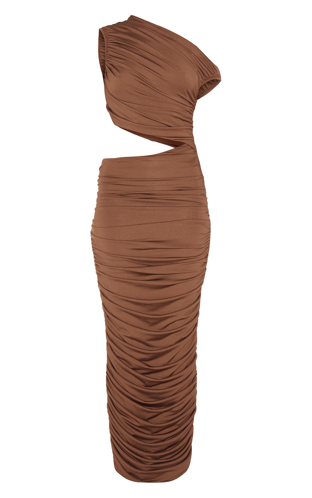 PLT Label Chocolate One Shoulder Cut Out Dress | Dresses | PLT